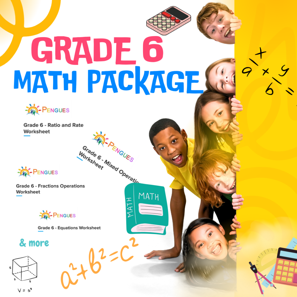 Grade 6 - Printable Math Worksheets Package.
